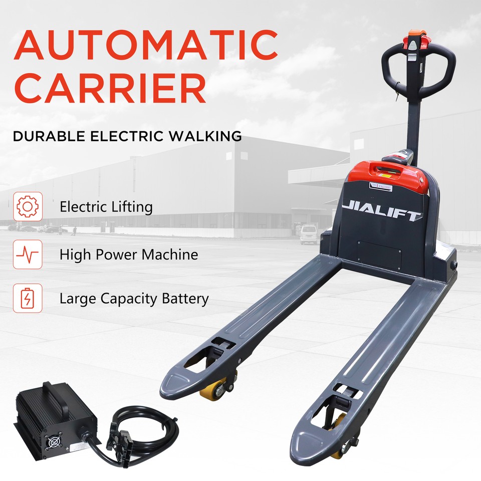JIALIFT Fully Electric Pallet Jack Truck 24V Lithium Battery 45" x 27 ...