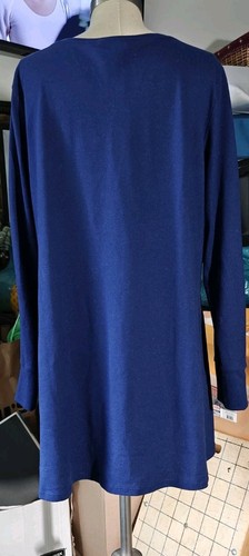 LuLaRoe Elizabeth Top Women Sz Large (14-16) Navy Blue Tunic V-Neck ...