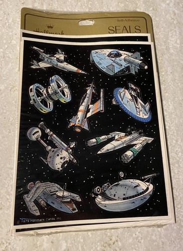 Vintage Hallmark Stickers Seals Spaceships Outerspace 4 Sheets NOS 1979 ...