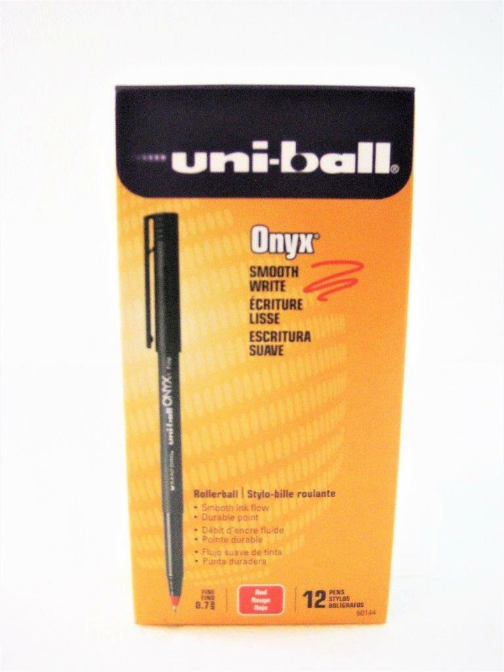 Uni-ball Onyx Red Ink Fine Point 0.7mm Roller Ball Pen, 1-Box, 12-Pens ...