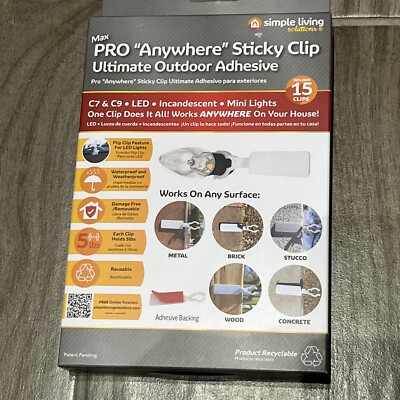 Ultimate Outdoor Adhesive Sticky Clips Max Pro Anywhere Simple Living ...