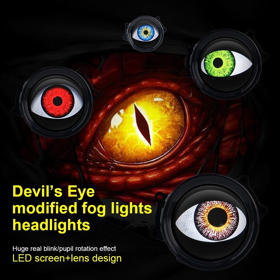 2x LED Dynamic Devil Eyes Lights 3 Inch Car Control Headlight Retrofit ...
