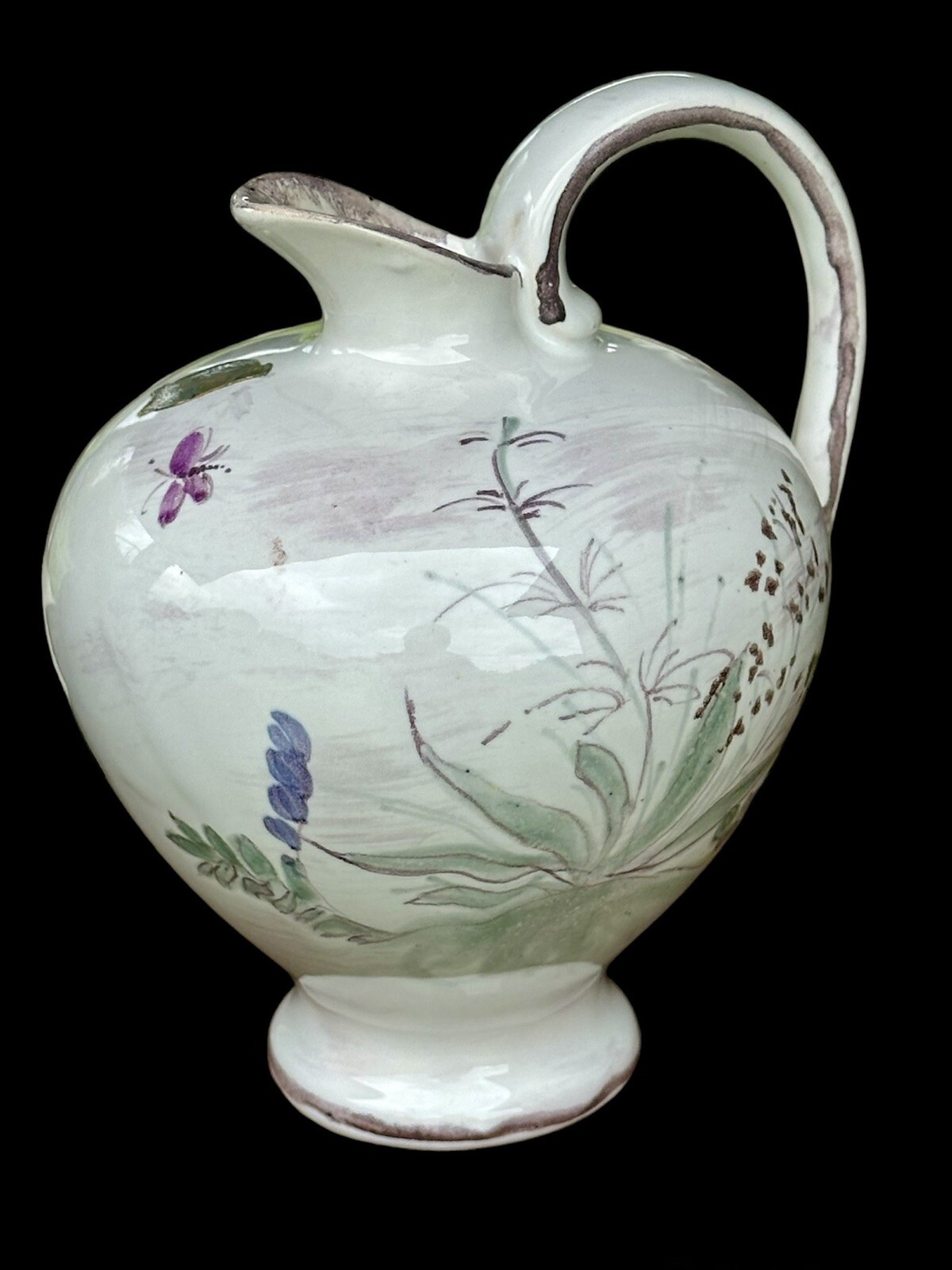 Ulmer Keramik Pottery Pitcher W Germany Hand Painted Floral Butterfly 6 ...
