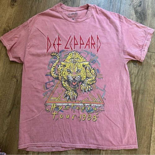 Def Leppard Graphic T-Shirt, Bedazzled, Pink, Distressed, 100% Cotton ...