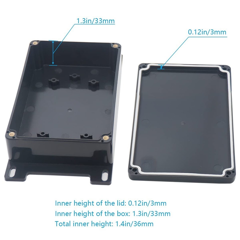Compact Black Project Box - Dustproof & Waterproof Electrical Enclosure ...