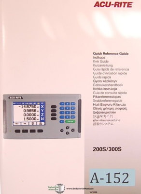 Acu rite 200S and 300S Control quick Reference Manual Year (2009) | eBay
