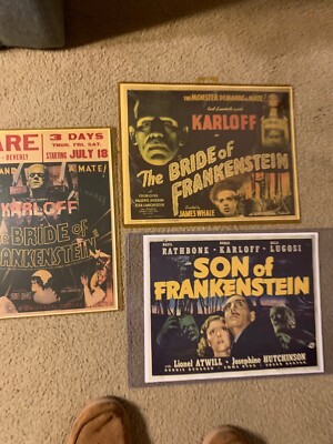 3 Horror reproduction Lobby Cards - Bride of Frankenstein - Son Of ...