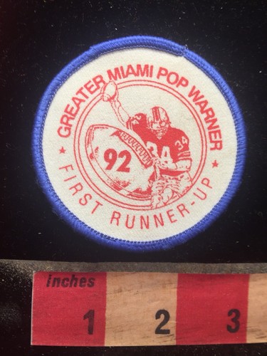 Vtg 1992 GREATER MIAMI POP WARNER FOOTBALL Florida Patch 1st Runner Up ...