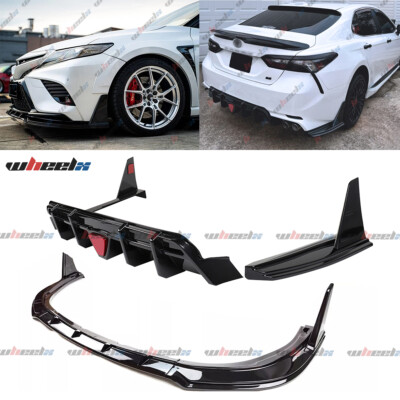 For Toyota Camry SE XSE 2018-2024 YOFER Gloss Black Front Lip+Rear ...