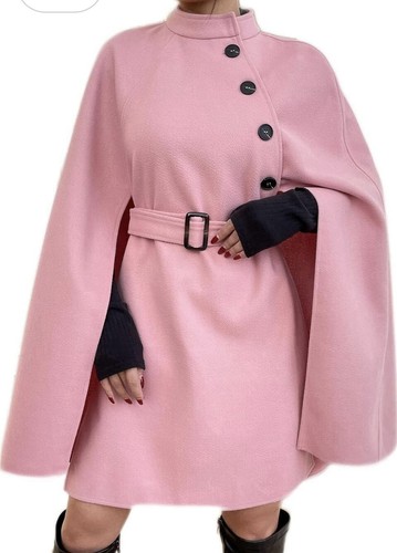 Pink Cape Coat For Women- Cloak Belted Cape Overcoat Jackie O/Legally ...