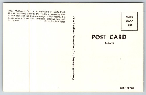 Postcard McKenzie Pass, Oregon Dee Wright Observatory D1 | eBay