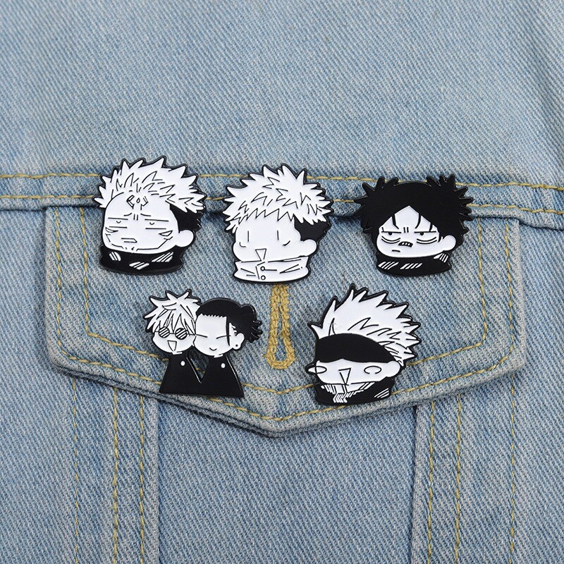 5PCS Gojo Satoru Gojo Enamel Pins Jujutsu Kaisen Pins Fushiguro Megumi ...