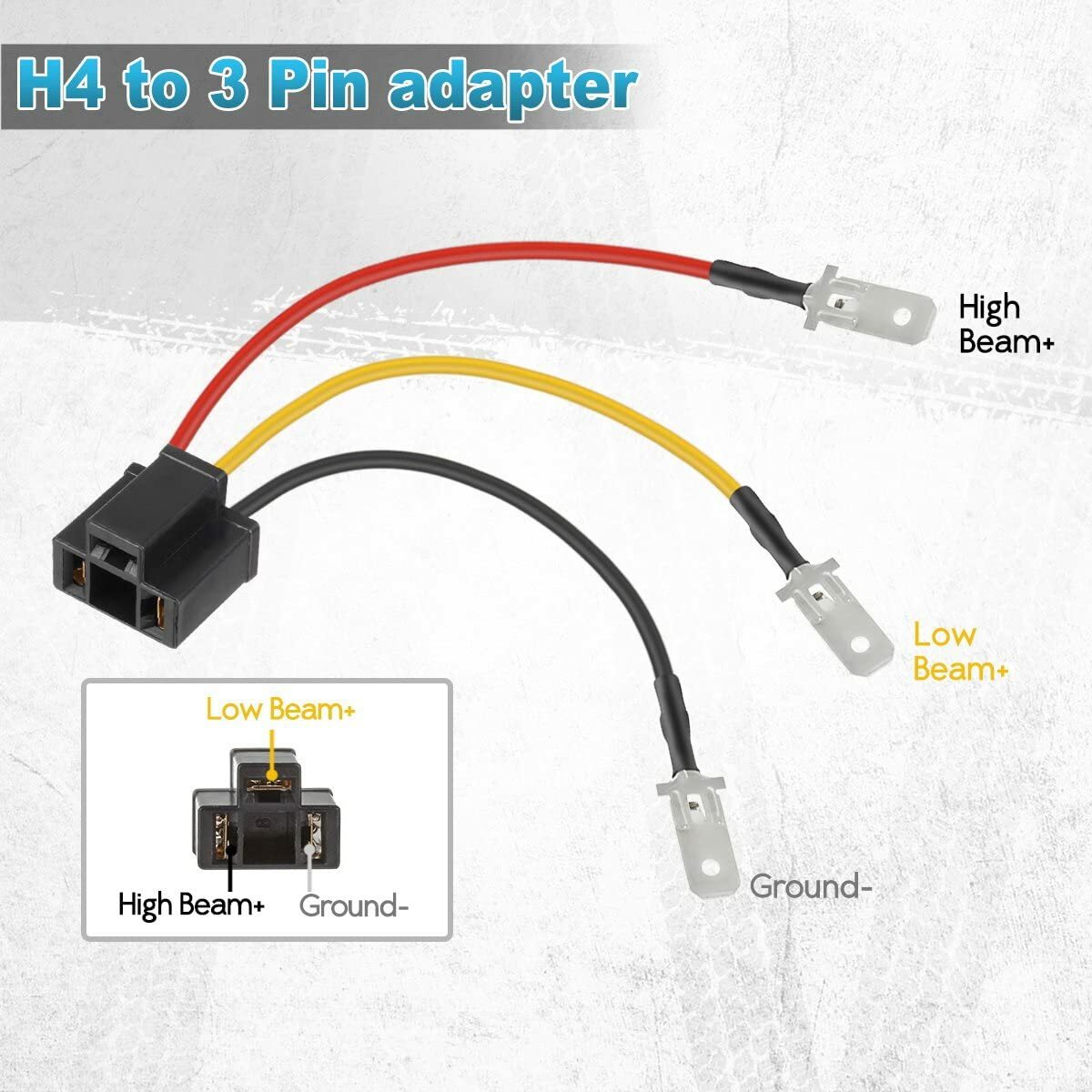 2x H4 9003 Wiring Harness Wire Sockets H4 to 3 Pin Adapter for 5x7 4x6 ...