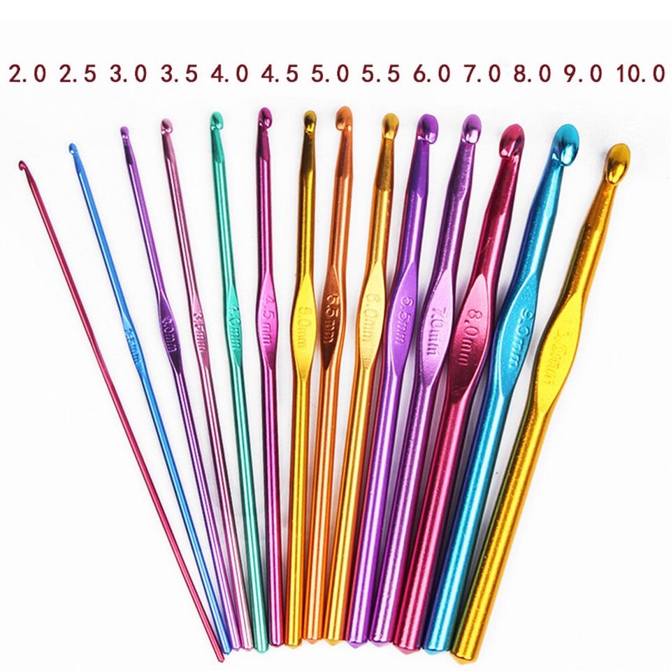 Pure Color 2mm to 10mm Metal Knitting Needles Crochet Hook Weave ...