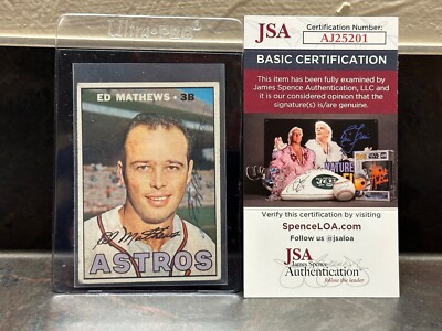 Ed Mathews Signed Topps Baseball Card 1967 JSA COA ON CARD AUTO | eBay