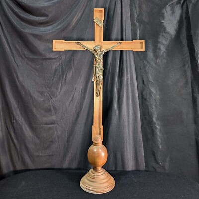 Large Modern Hardwood and Metal Altar Cross from St Barnabus Epsom ...