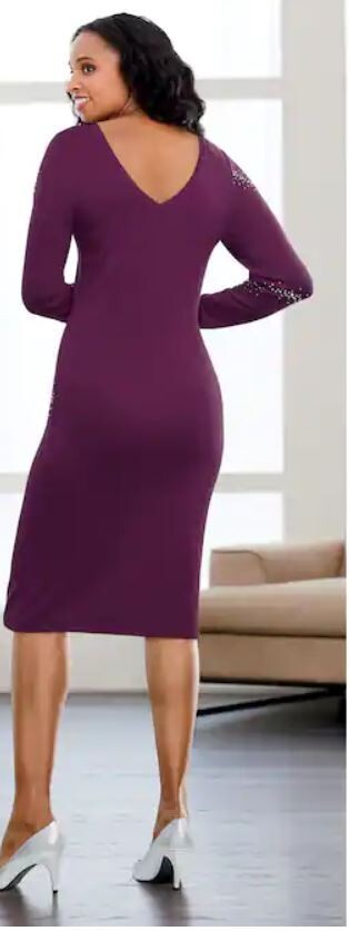 1X PLUS Ashro Purple Silver Marisa Embellished Sweater Dress Formal ...