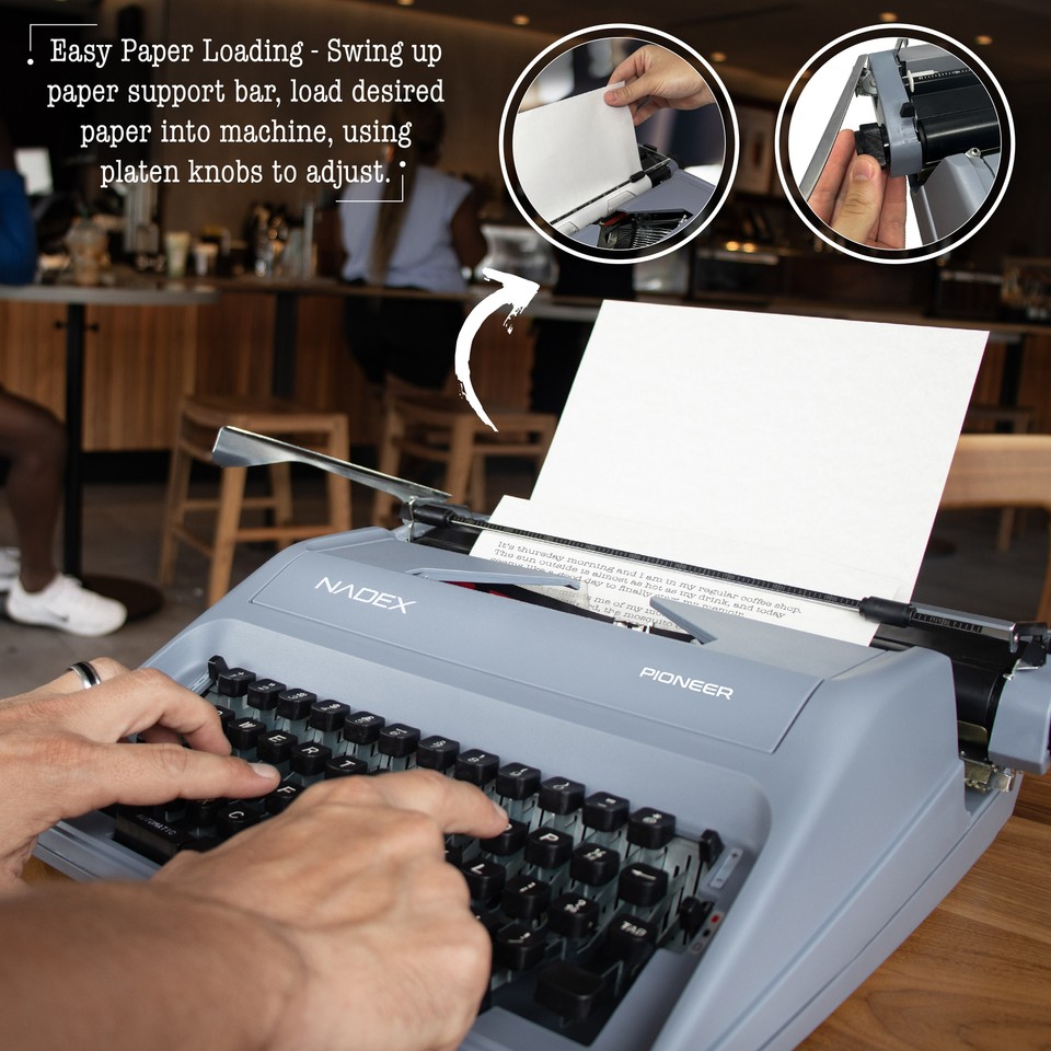 Nadex Pioneer Manual Typewriter Gray, Portable, Black/Red Ribbon ...