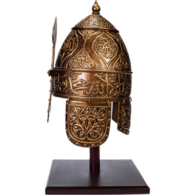 Islamic Warrior Helmet with Wooden Base,a masterpiece of Islamic ...