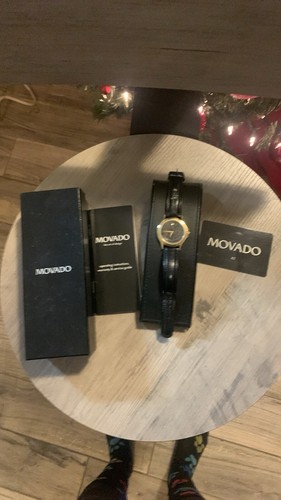 Movato Black Leather Watch Comes With All The Paperwork Will Need Band And Batt | eBay