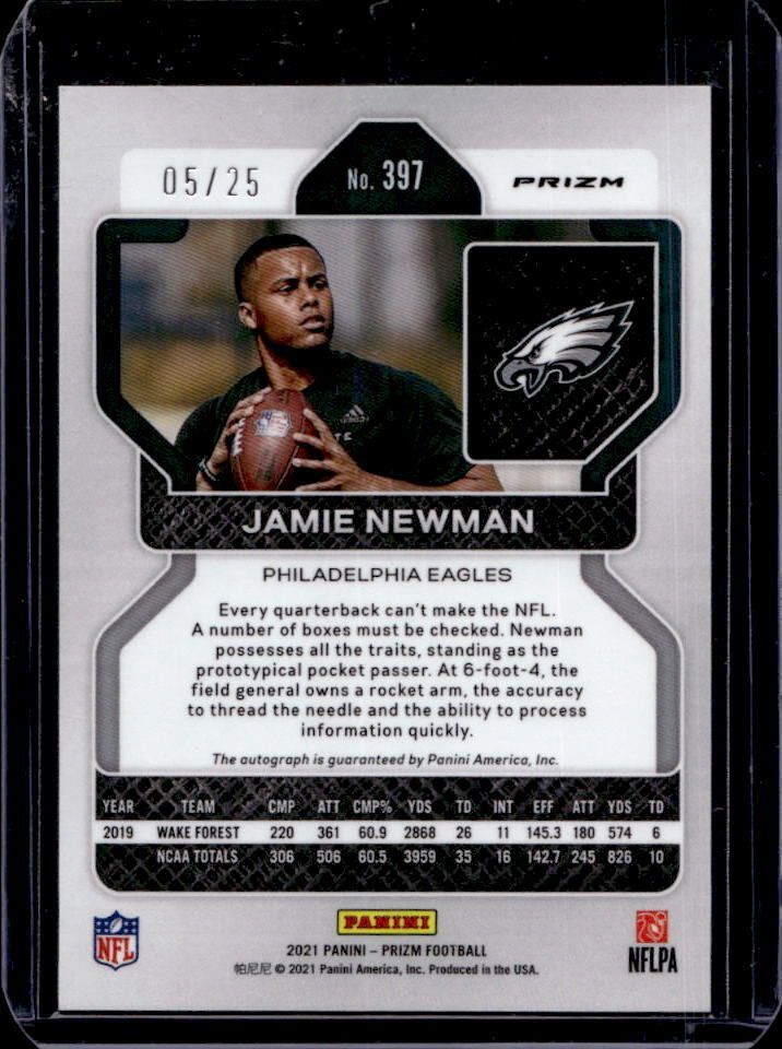 2021 Prizm Jamie Newman Rookie Auto Camo RC #5/25 #397 | eBay