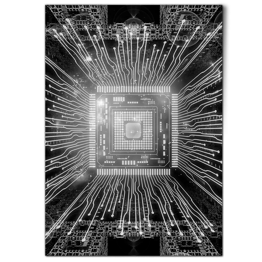 Computer Chip Pattern Black And White