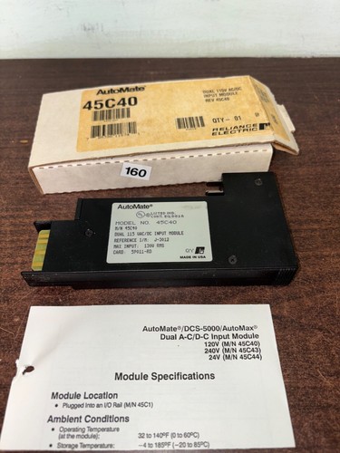 NOS RELIANCE ELECTRIC AUTOMATE 45C40 DUAL 115 AC/DC INPUT MODULE B395 ...
