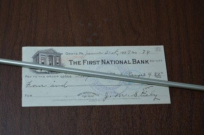 1927 The First National Bank Gratz PA Dated Signed Used Posted Check | eBay