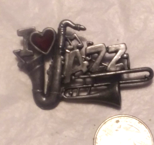 Pewter Signed Danecraft "I Love Jazz" Brooch Pin Instruments Heart | eBay