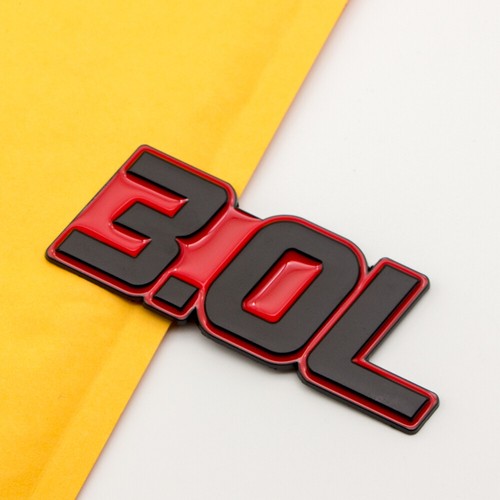 Black & Red Metal 3.0L Engine Logo SUV Emblem V6 V8 Sport Racing Badge ...