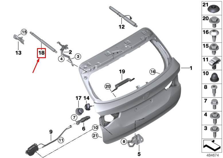 51247497482 Shock Absorber Trunk Tailgate BMW Serie X3 (g01) Xdrive20d ...