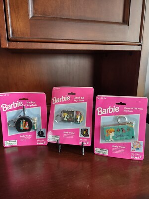 1999 Mattel Barbie Lunch Box Kit Queen of the Prom and Hat Box Keychain ...