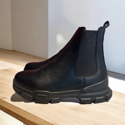 Ardene Women’s Faux Leather Black Slip On Ankle Boots 1 1/2 Inch ~ Size ...