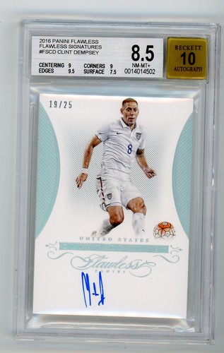 2016 PANINI FLAWLESS SOCCER SIGNATURES /25 CLINT DEMPSEY USA BGS 8.5 ...