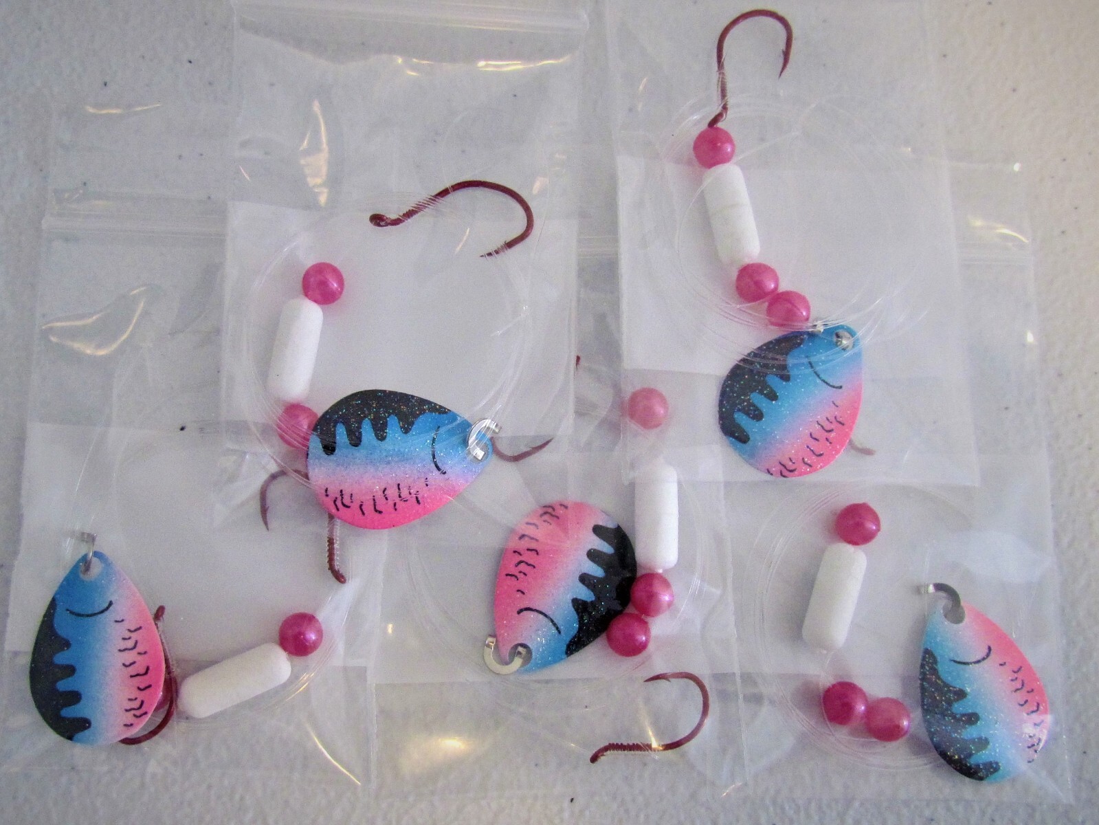 SUZIES SPINNERS 5 Spinner Rigs with Float #3 Colorado Blade 1 Hook | eBay
