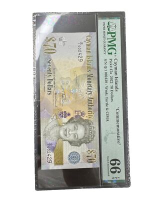PMG 66 EPQ Cayman Islands 70 Dollars Note 2022 UNC Queen Elizabeth VERY ...
