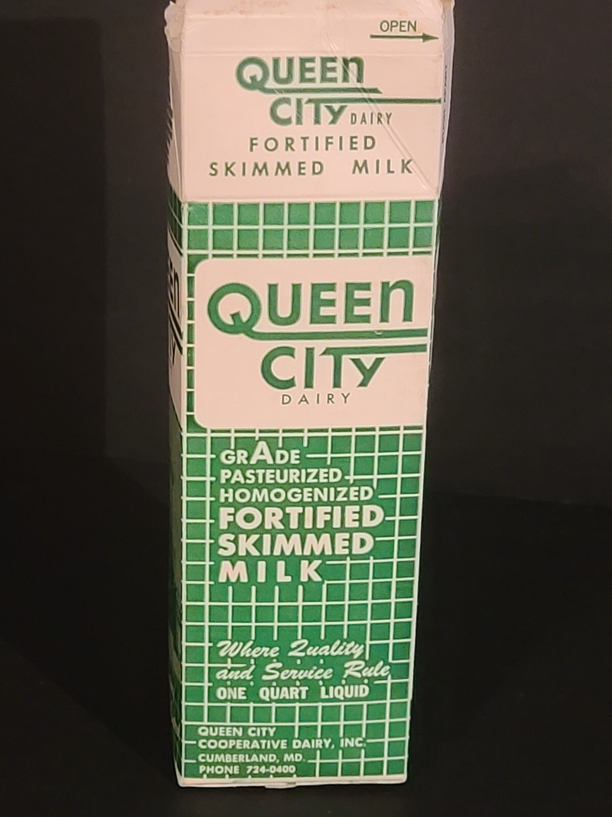 Queen City Dairy Cumberland MD 1 One Quart Cardboard Milk Carton | eBay