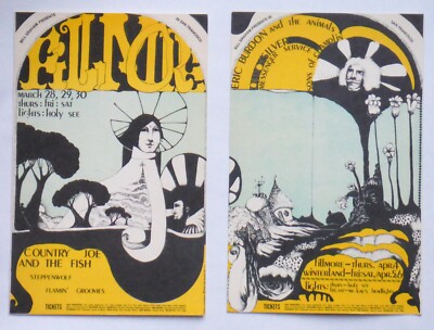 Original Fillmore Postcard 1968 BG113 & BG114 Pair Country Joe ...
