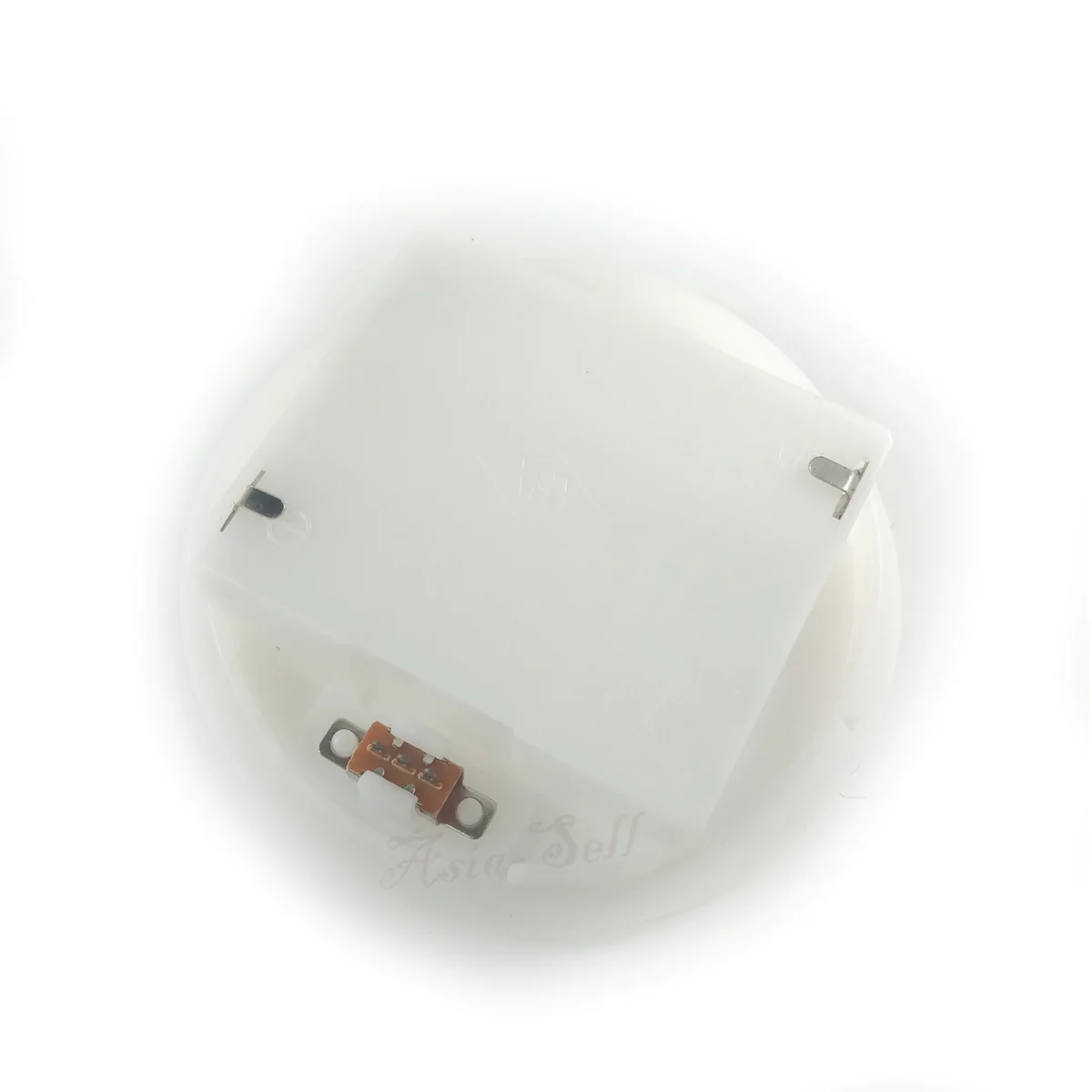3xAA White Round Battery Holder Panel Mount Case with Tabs Switch Lid ...