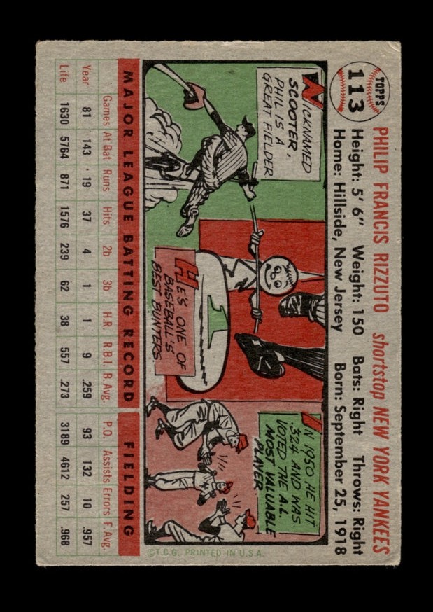 1956 Topps Set-Break #113 Phil Rizzuto LOW GRADE *GMCARDS* | eBay