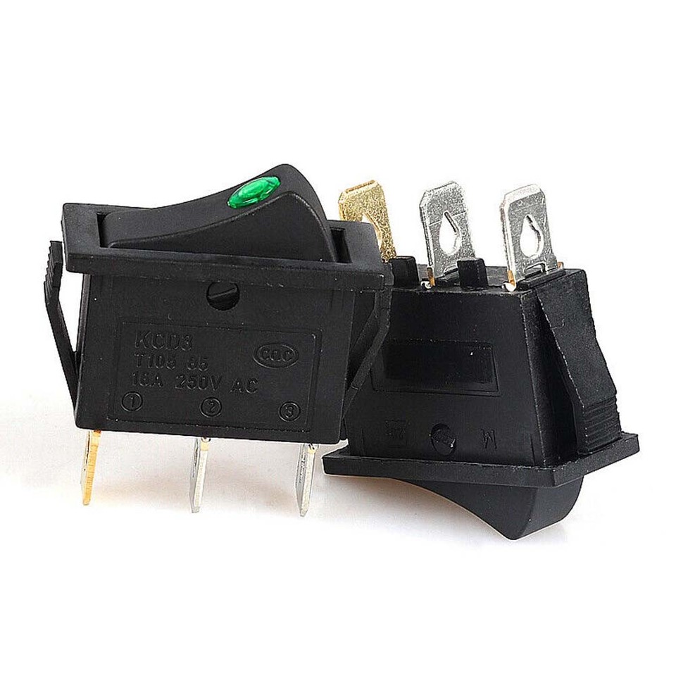 KCD3 Rectangular Latching Neon Rocker Switch ON/OFF 2-3 Pin 2-3 Way ...