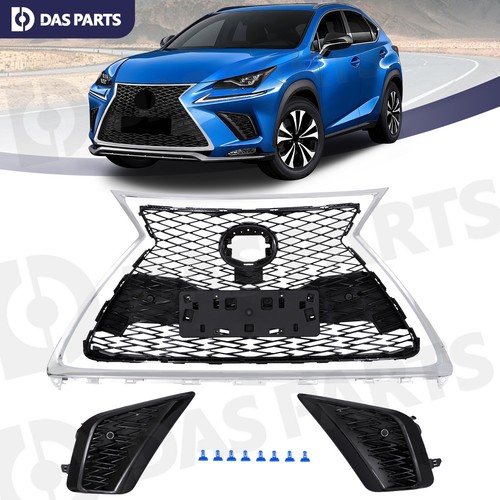 Front Grille W/ Trim Bumper Face Bar Grilles For 2018-2021 Lexus NX300 ...