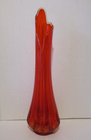 L E Smith Swung Vase Flame Amberina Ribbed Nubby Vintage MCM 23" Tall ...