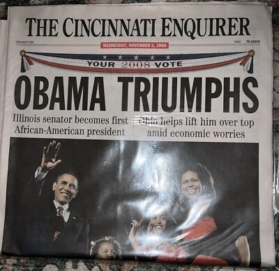 The Cincinnati Enquirer - November 5, 2008, Obama Triumphs | eBay