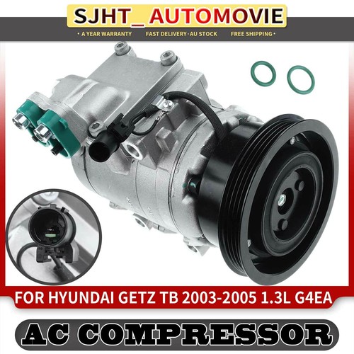 A/C Compressor w/ V-Ribbed Belt Pulley for Hyundai Getz TB 1.3L G4EA 03 ...