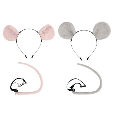 2Pcs Mouse Costume Accessory Set Mice Ears and Tail Dress up Hair Hoop ...