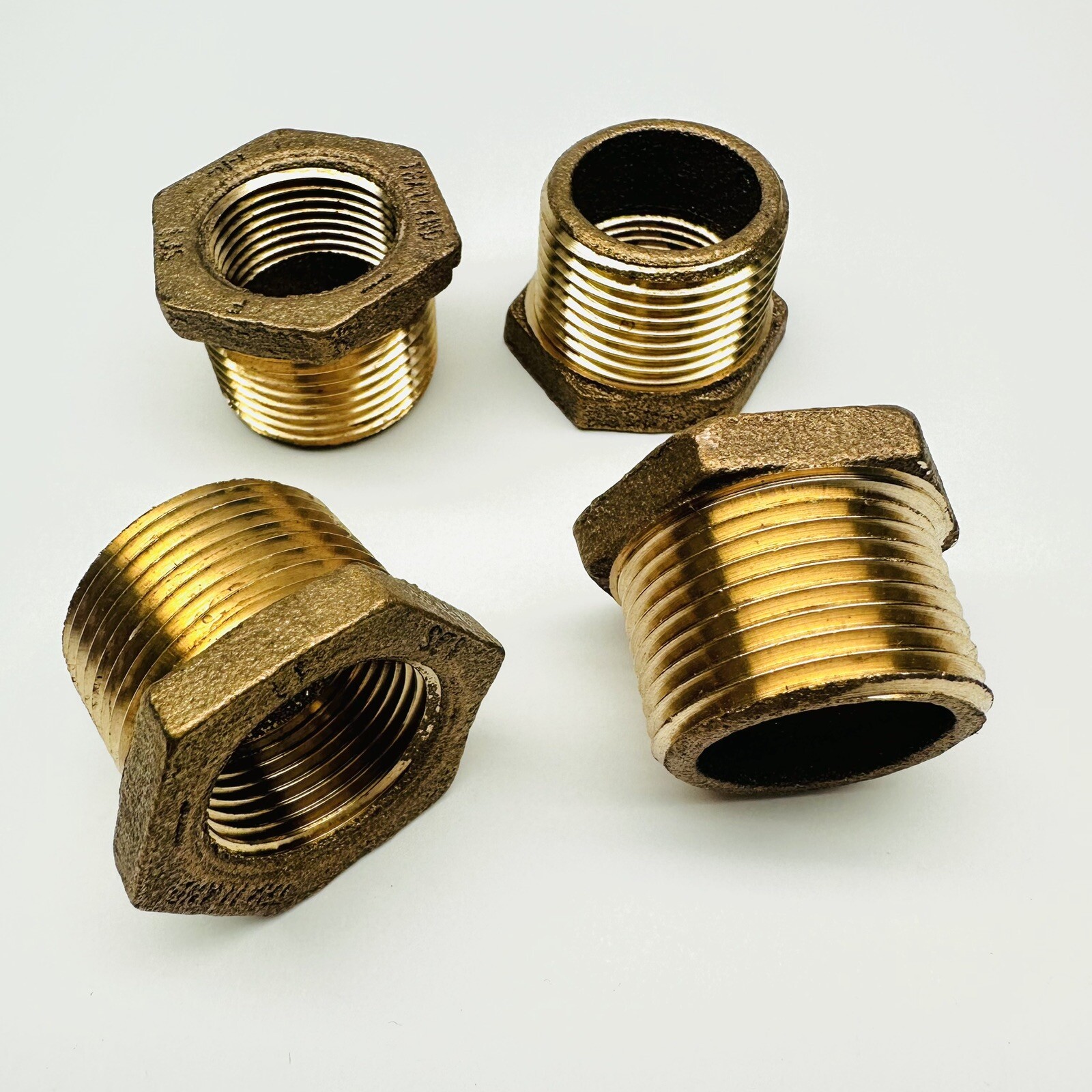 Lot of 4, Brass Bushing 1" x 3/4" Threaded Pipe Fitting, Hex Busging | eBay