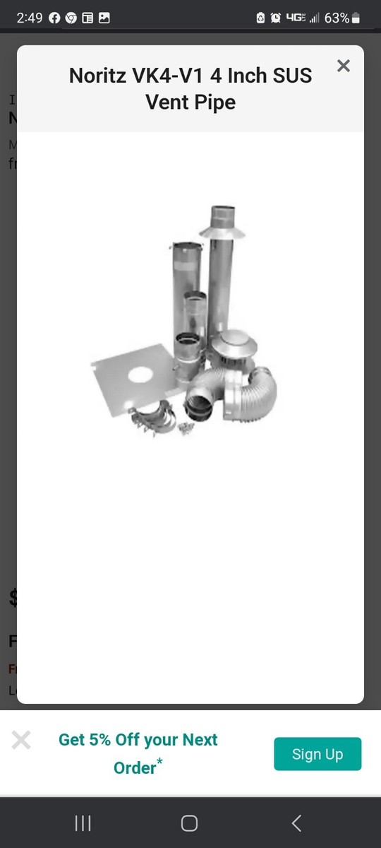 Noritz Vk4v1 Vertical Vent Kit Noritz Vk4v1 Tankless