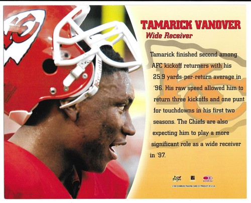 Tamarick Vanover 1997 LEAF SIGNATURE NFL 8X10 PHOTO AUTOGRAPH CARD ...