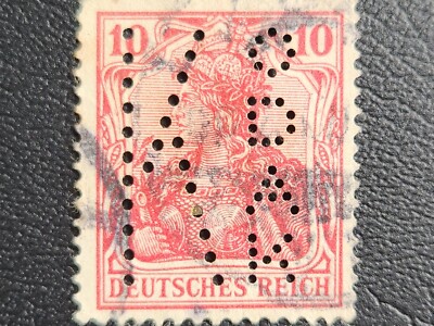 Germany 10 Deutsches Reich Stamp 1902 Issue VG. KODAK Perfin Very Rare ...